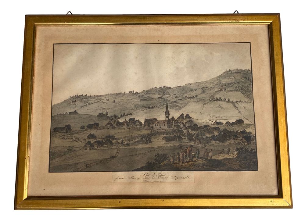 GAIS, altkolorierte Umrissradierung J. H. Bleuler, ca 1790 | Kaufen auf Ricardo
