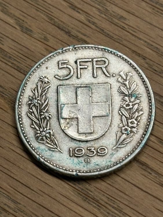 Seltene Schweizer 5 Franken Muenze 1939 - Top Sammlerstueck! | Kaufen auf Ricardo