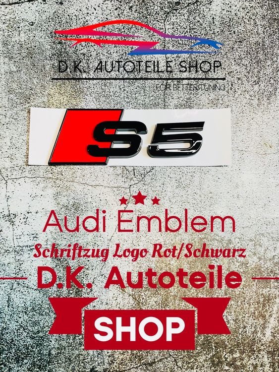 Audi S5 Emblem Schriftzug Logo NEU in Rot/Schwarz glänzend | Kaufen auf ...