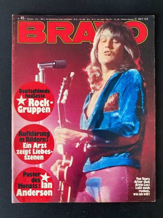 BRAVO 1972 Nr.45 2x Poster Ian Anderson, Deep Purple Teil 4 (Gebraucht) in Engelburg für CHF 16. ...