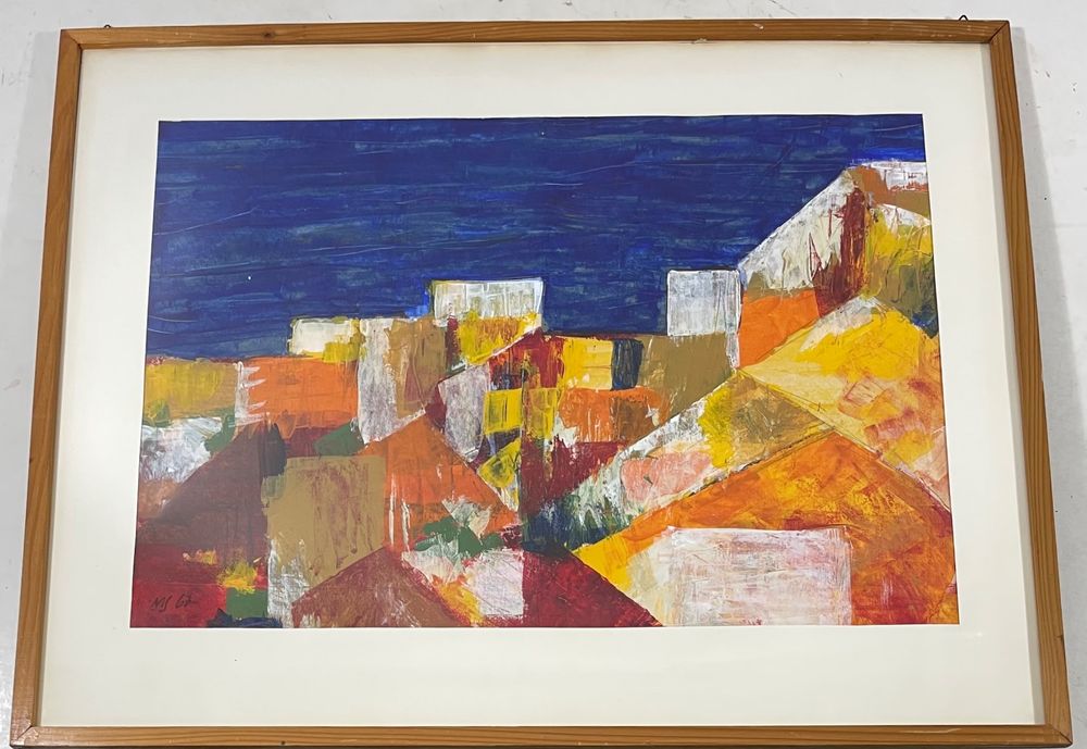 Abstrakte Dächer grosse Mischtechnik Monogrammiert | Kaufen auf Ricardo