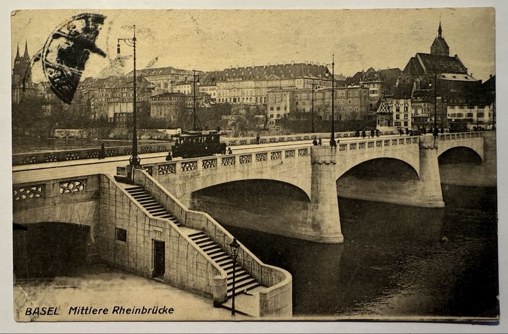 Alte Ansichtskarte Basel, Mittlere Rheinbrücke, 1911 (Gebraucht) in Baar für CHF 18 – mit ...
