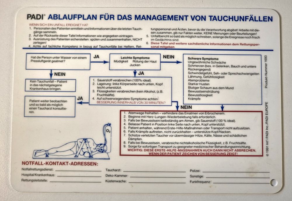 PADI UW Unfall-Management-Arbeitstafel (Gebraucht) in Dürnten für CHF 5 ...