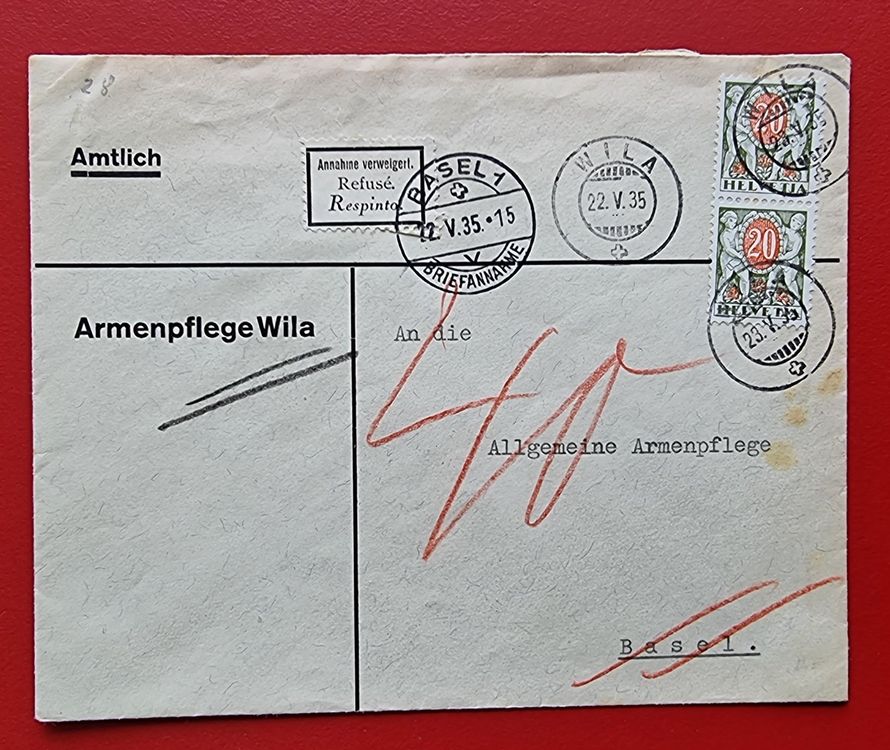 WILA PFÄFFIKON TAXIERT PORTO 45 PAAR BASEL VERWEIGERT 1935 | Kaufen auf Ricardo