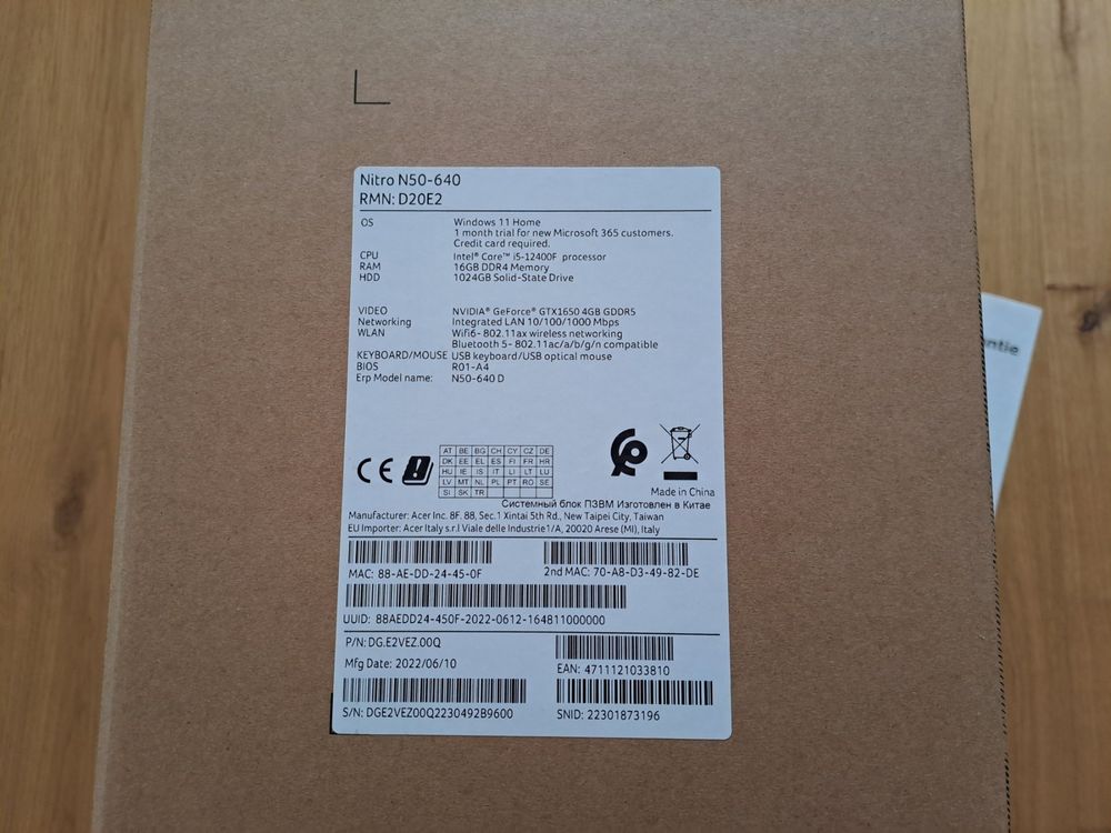 Acer Nitro N50-640 VEZ00Q Gaming PC Windows 11 - NEU & OVP (Neu und ...
