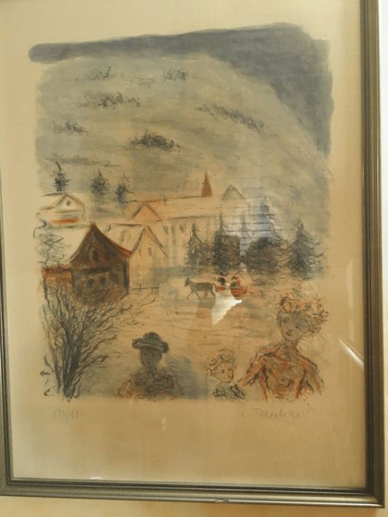 Tableau aquarelle avec paysage et personnages (Gebraucht) in Genève für CHF 60 – nur Abholung ...