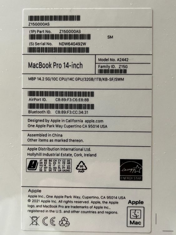 MacBook M1 Pro 14" 2021, 32GB RAM, 1TB SSD, CH Layout (Neu und originalverpackt) in Schmitten FR ...