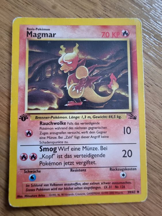 Pokémon Magmar 1.Edition Fossil 39/62 DE (Gebraucht) in Roggwil BE für ...