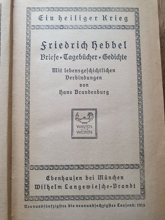 Friedrich Hebbel - Ein heiliger Krieg, Ausgabe von 1919 (Gebraucht) in ...