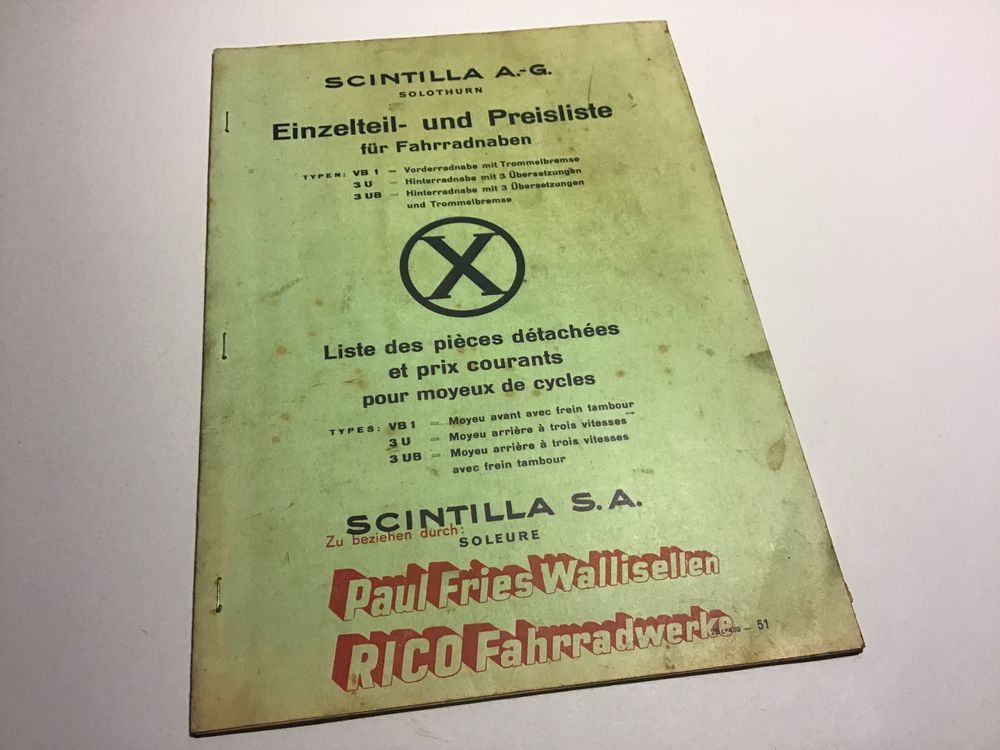Alter Velo Prospekt "SCINTILLA AG SOLOTHURN" 1944 Ersatzteil (Gebraucht ...
