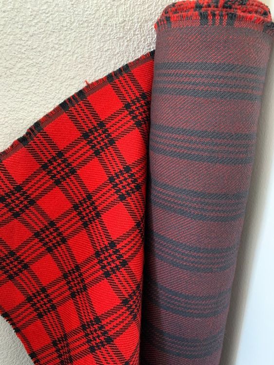 2 Teile Möbelstoff rot/schwarz kariert, 3,7m/4m | Kaufen auf Ricardo