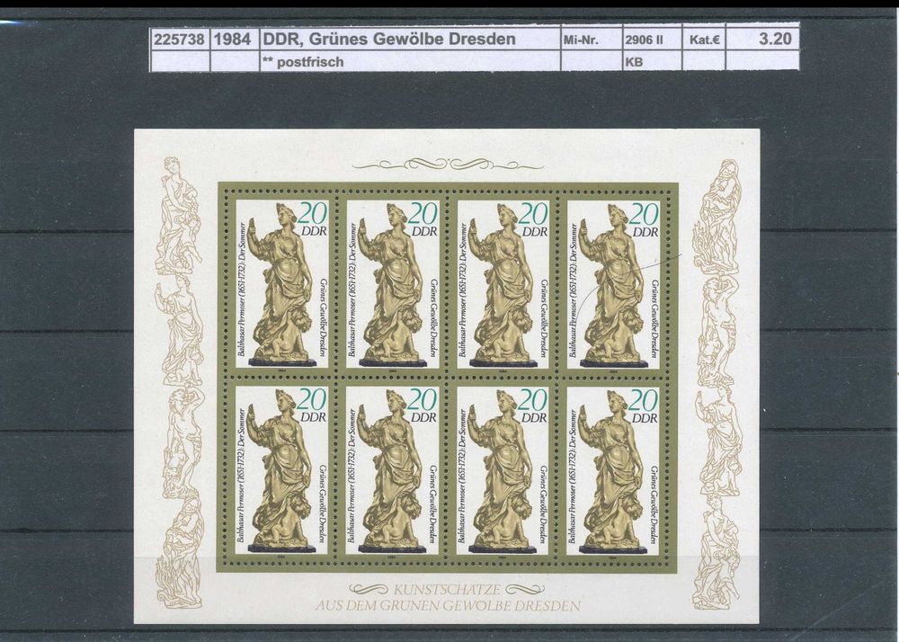 1984 DDR, Grünes Gewölbe Dresden - Kleinbogen (Neu (gemäss Beschreibung)) in Winterthur für CHF ...