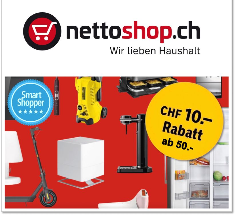 CHF 10.– NETTOSHOP Gutschein ab CHF 50.– (Neu und originalverpackt) in Chur für CHF 2.5 – mit ...