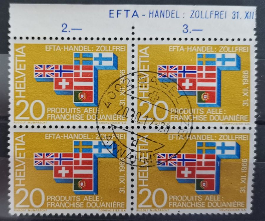 1966 EFTA Flaggen Viererblock | Kaufen auf Ricardo