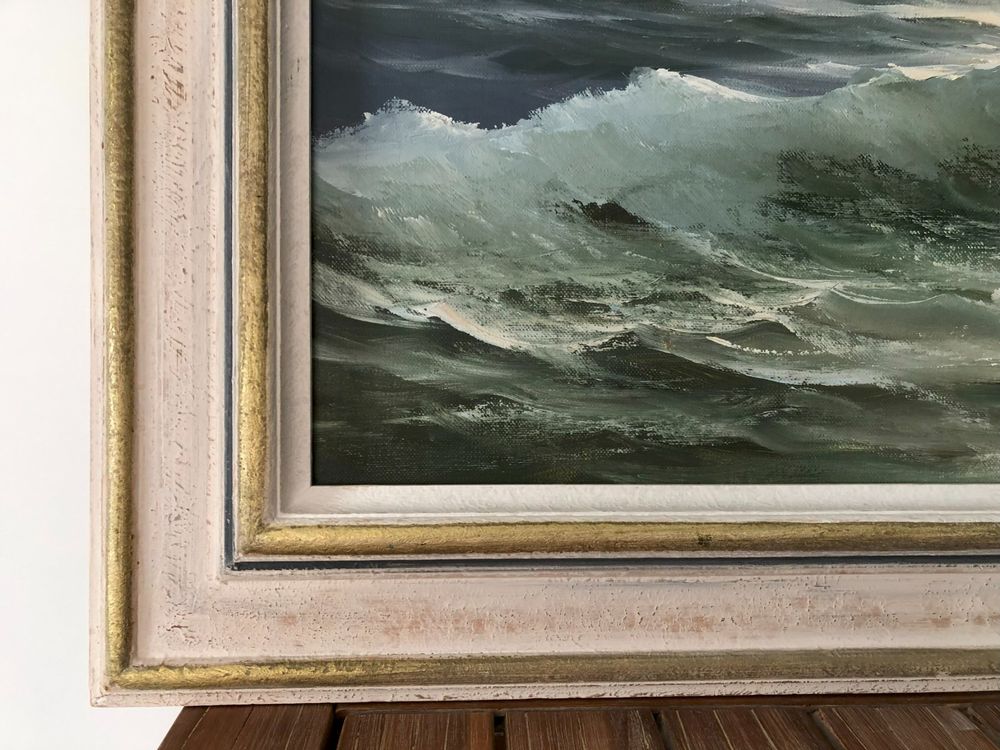 H.H., Wellen/Meer Öl Gemälde, 86 cm breit x 51cm hoch | Kaufen auf Ricardo