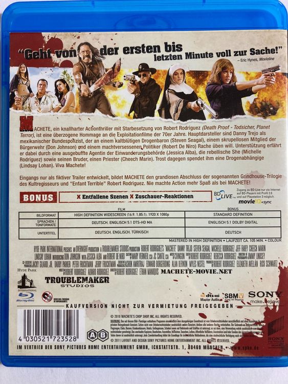 Machete Robert Rodriguez Blu-ray DVD (Gebraucht) in Jonschwil für CHF 6 ...