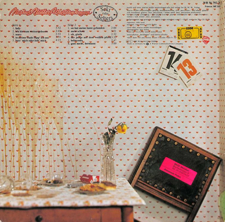 LP Marius Müller-Westerhagen - Sekt oder Selters (Gebraucht) in Trimmis ...