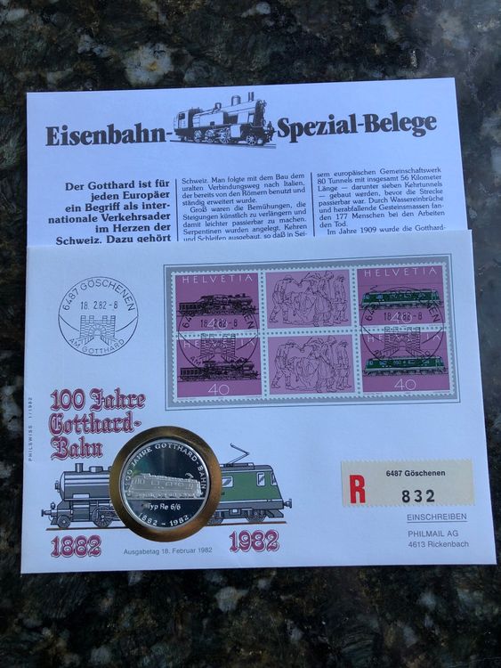 Münzbrief 100 Jahre Gotthardbahn | Kaufen auf Ricardo