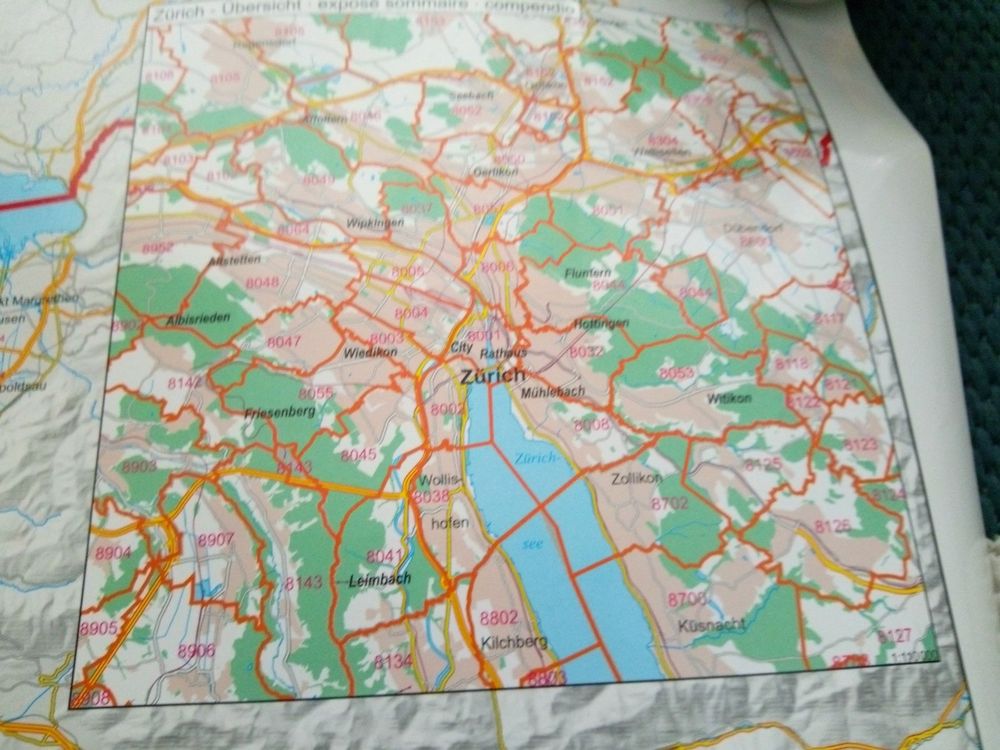 Karte der Schweiz mit Postleitzahlen, 95x62 cm (Gebraucht) in ...