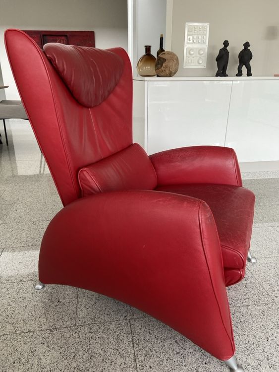 Designer Ledersessel / Relaxsessel rot | Kaufen auf Ricardo