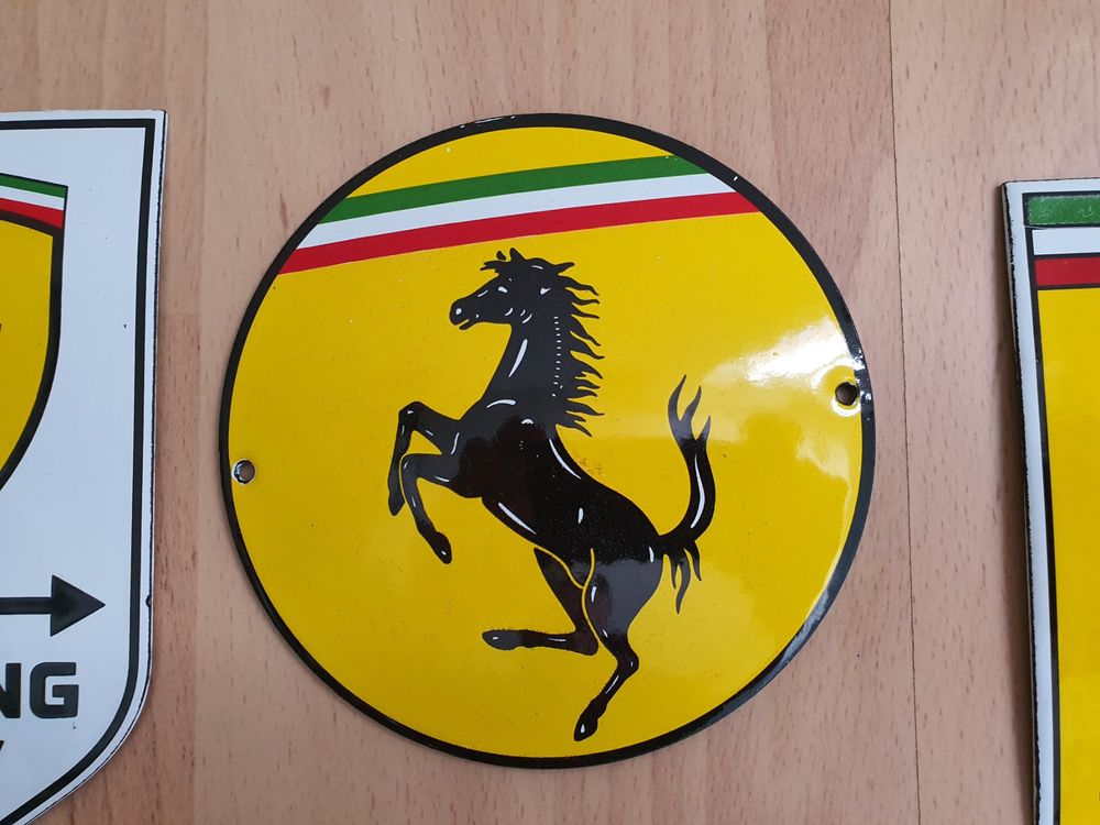 Emailschild Ferrari Wappen Logo Service Emaille Schild Retro | Kaufen ...