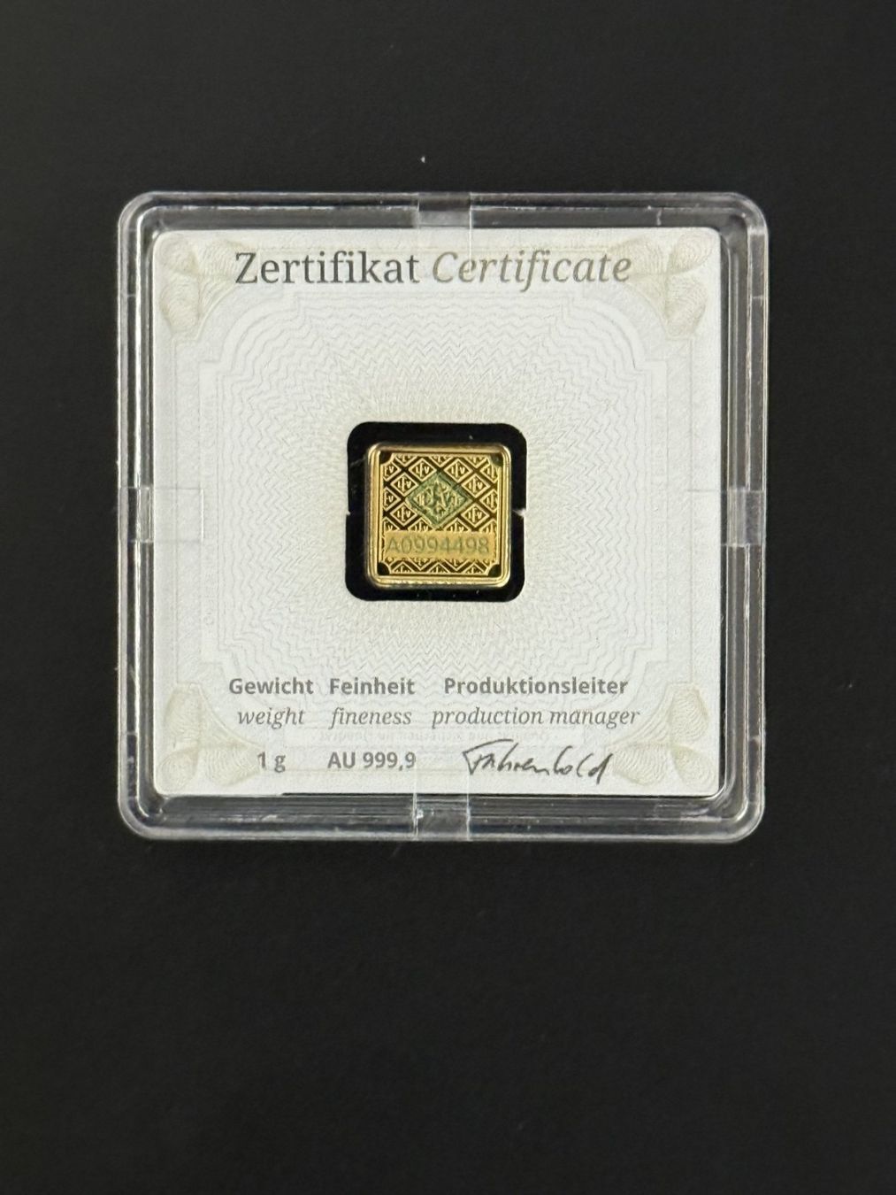 Goldbarren 1g Geiger (Neu und originalverpackt) in Untersiggenthal für ...