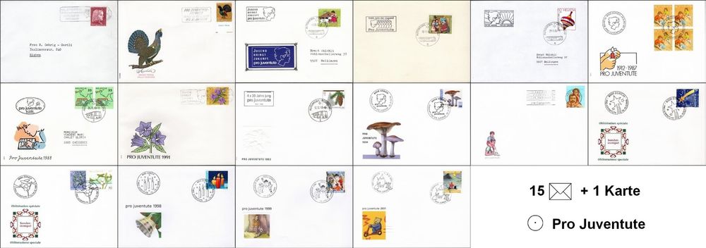 15 Briefe + 1 Karte ʘ PRO JUVENTUTE mit pass. Marken | Kaufen auf Ricardo