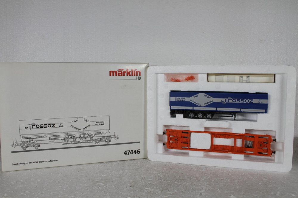 Märklin 47446 SNCB/NMBS Taschenwagen mit Sattelanhänger (Gebraucht) in ...