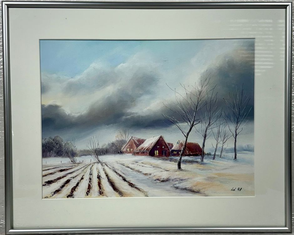 Winterlandschaft Aquarell unleserlich Signiert | Kaufen auf Ricardo