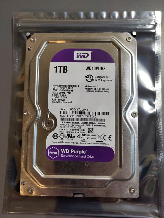 WD Purple Surveillance HDD 1 TB, 3.5" SATA | Kaufen auf Ricardo