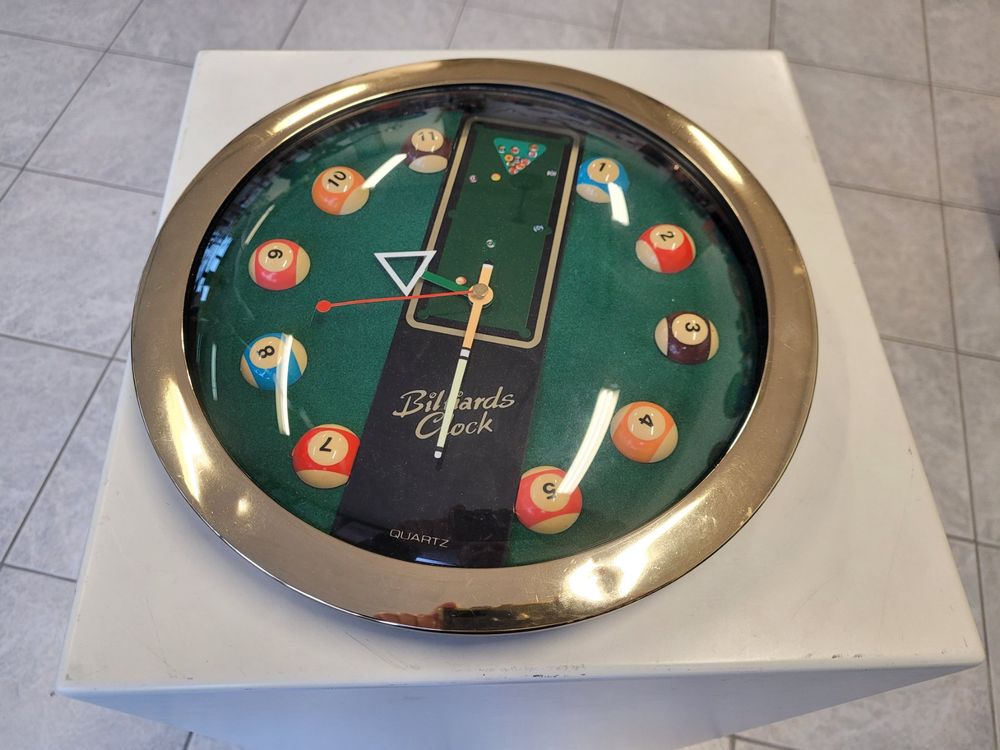 Billard Billiards Clock Wanduhr Quartz-Uhr mit 3-D Kugeln (Gebraucht ...