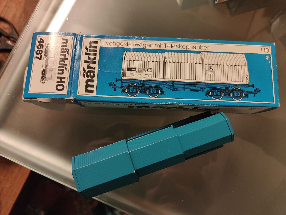 Märklin H0 4687 Drehgestellwagen mit Teleskophauben (Q) (Gebraucht) in ...