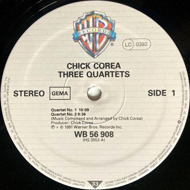 CHICK COREA - THREE QUARTETS (Gebraucht) in Bottens für CHF 9 – mit ...
