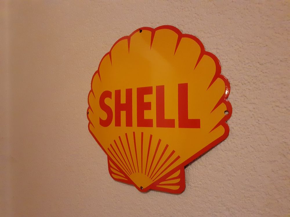 SHELL Muschel Emailschild (Tankstelle) Oil Benzin Diesel | Kaufen auf ...