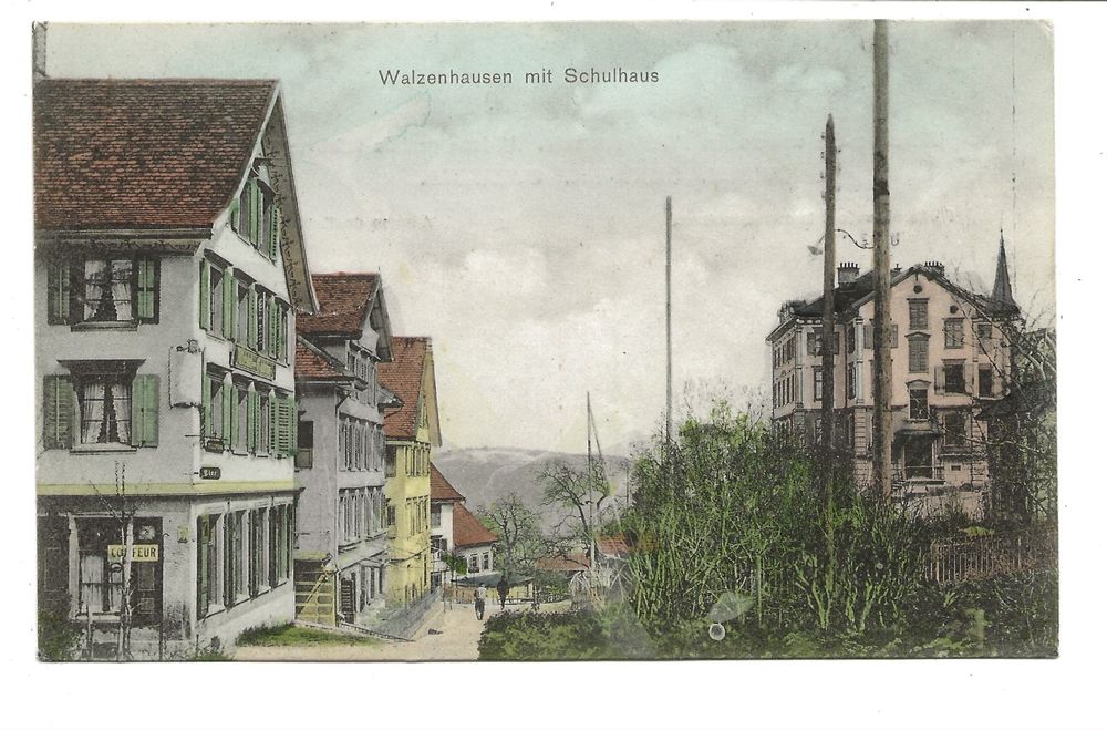 Walzenhausen (AR) Schulhaus - Coiffeur - Hand coloriert 1911 (Gebraucht) in Engelburg für CHF 20 ...