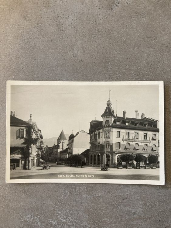 Carte postale ancienne - Bulle - Rue de la Gare | Kaufen auf Ricardo