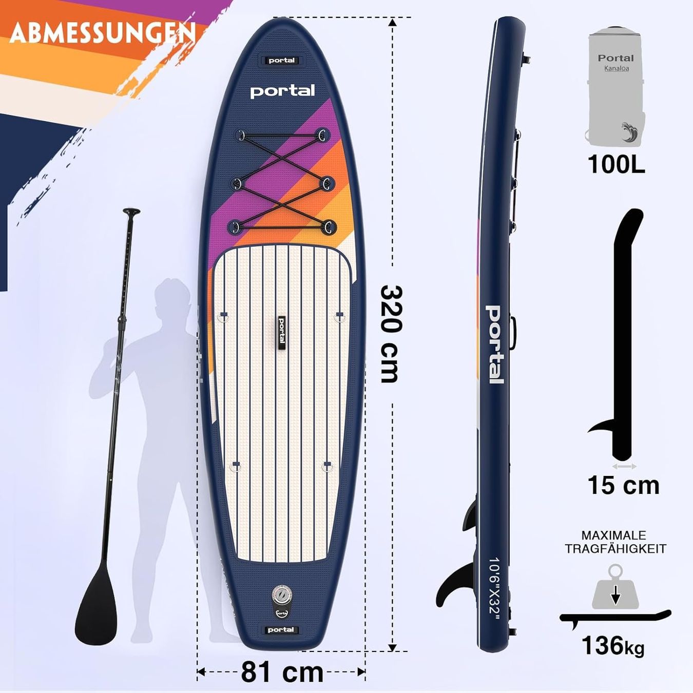 Aufblasbares SUP Board 320x81x15 cm Violett mit Zubehör (Gebraucht) in Hundwil für CHF 279.9 ...