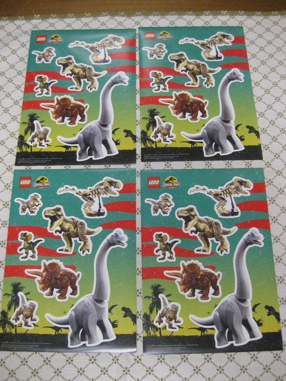 LEGO Jurrasic World 4x Sticker-Bogen Kleber (Neu (gemäss Beschreibung ...
