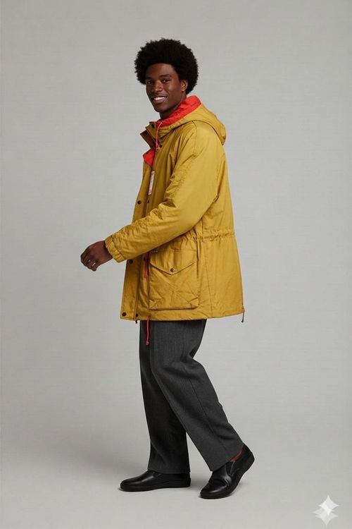 Vintage Mustard Parka Jacket with Red Accents (Neu (gemäss Beschreibung ...
