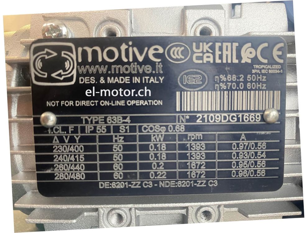 el-motor B14-63B 0.18kW-1500Upm-230/400V (Neu und originalverpackt) in Trimbach für CHF 106 ...