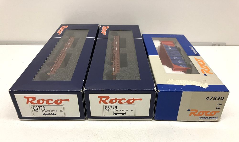 Roco 66779-47830= Set 3 Güterwagen SBB - cargo rot-blau (Neu und ...