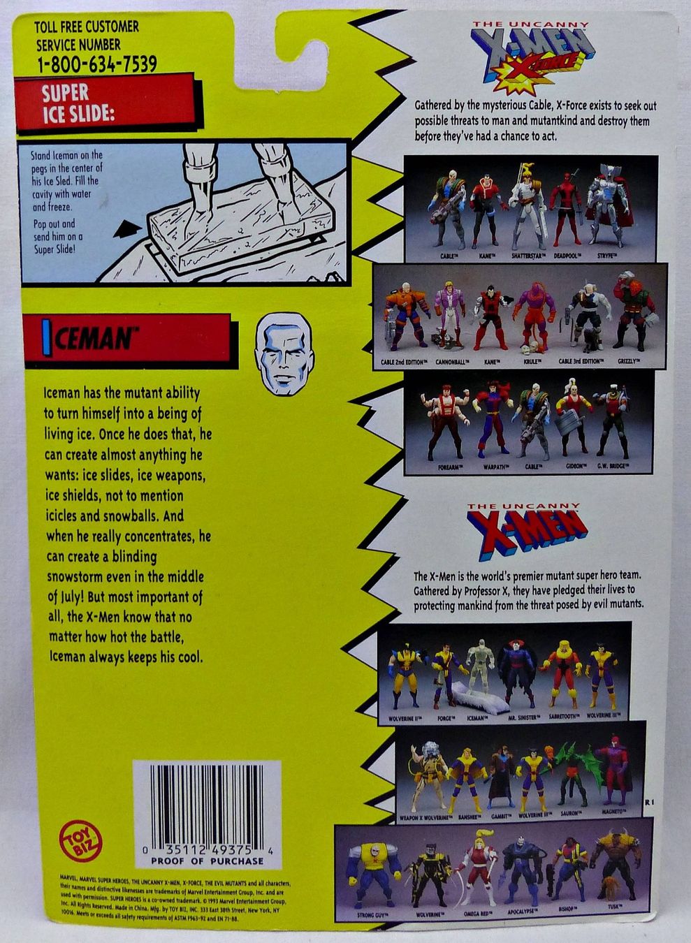 ICEMAN ICE SLIDE UNCANNY X-MEN TRADING CARD TOY BIZ 1993 (Neu und ...