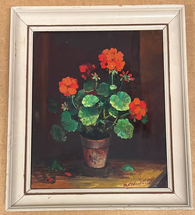 Gemälde, Geranien im Topf, signiert Otto Clénin (ID C11) (Gebraucht) in Gelterfingen für CHF 140 ...