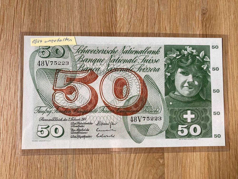 Schweiz 50 Franken Banknote von 1974 , ungefalten (Neu (gemäss ...