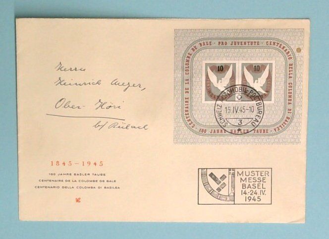 1945 Brief mit Block Basler Taube u. SStpl. Mustermesse | Kaufen auf Ricardo