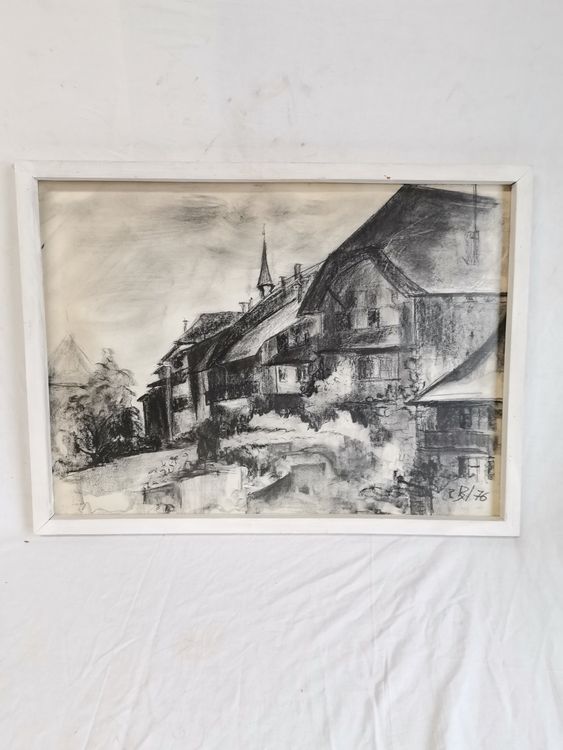 Kohlezeichnung, Wiedlisbach, Zeichnung von Wiedlisbach, R.B (Gebraucht) in Wiedlisbach für CHF ...