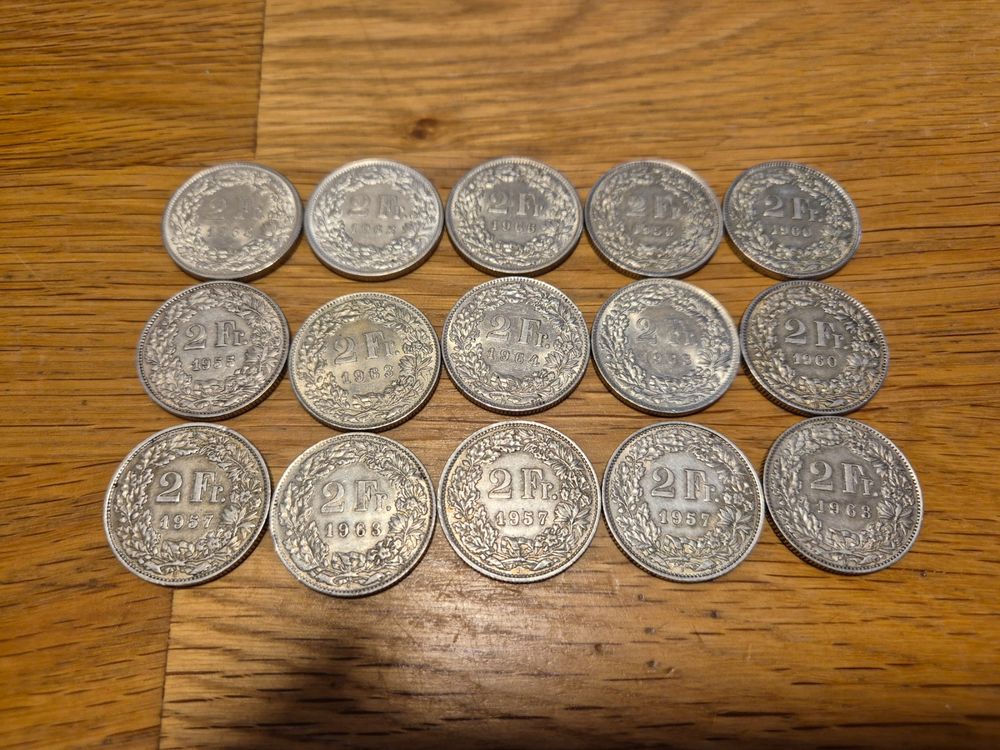 1955-67 Collezione monete in argento svizzere 15x 2Fr. | Kaufen auf Ricardo