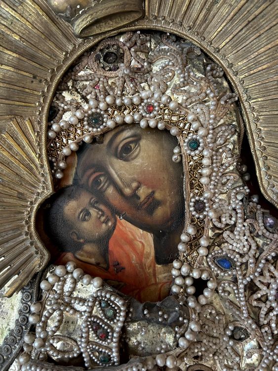 Antike Russische Ikone Maria mit Kind Silber & Perlen (Gebraucht) in Nussbaumen TG für CHF 760 ...