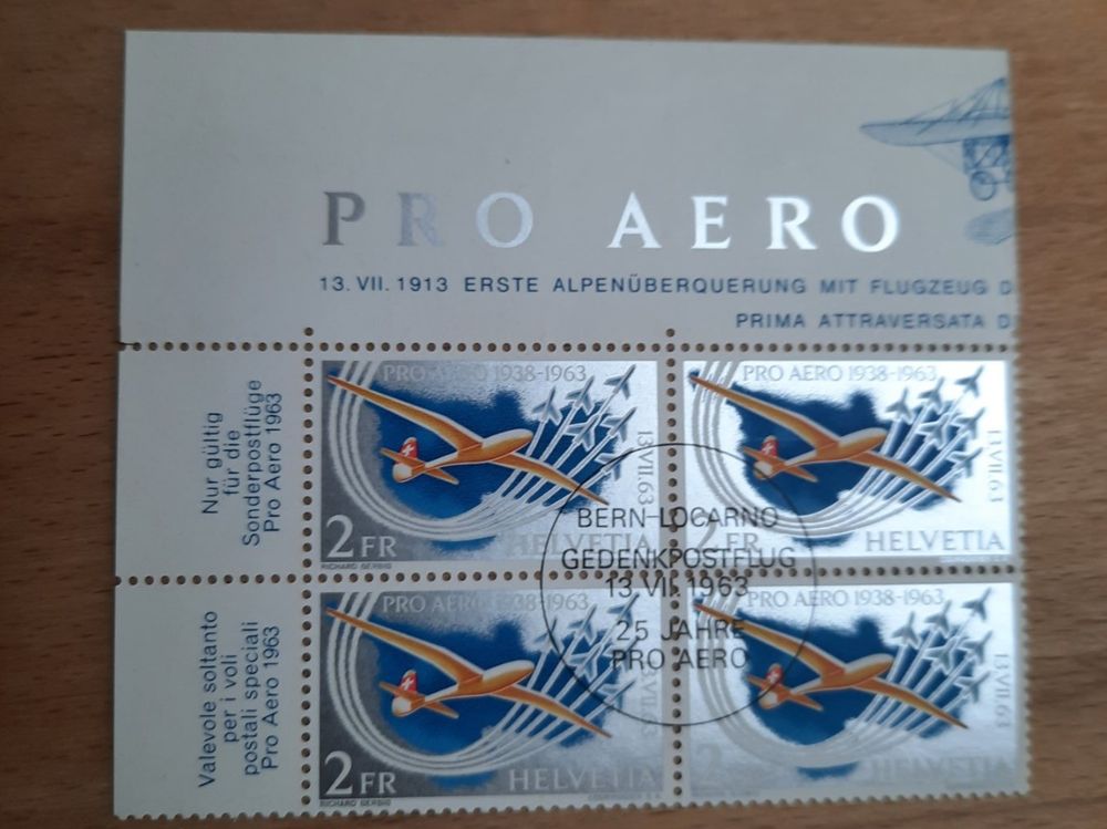 Flugpost 1963 - K. Nr. F46, Viererblock mit Zentrum Stempel | Kaufen auf Ricardo