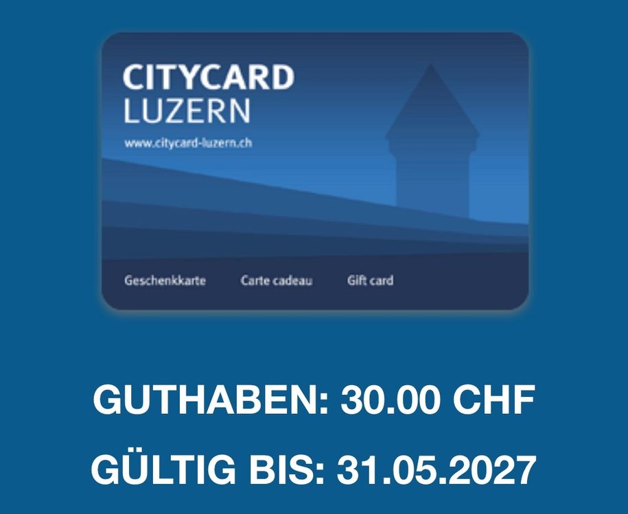 CITYCARD Luzern Geschenkkarte 30Fr. (Neu und originalverpackt) in Bärau für CHF 23 – mit ...